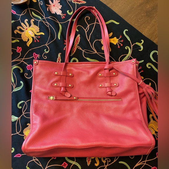 Laggo | Bags | Laggo Siena Pink Leather Bag Purse Tote Large Wtassel ...